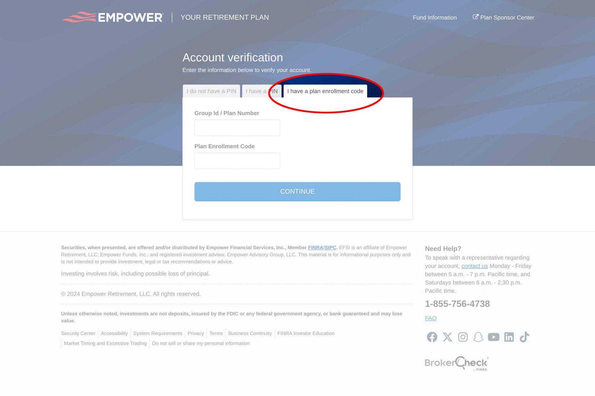 Enroll in the Self-Service option - FBC