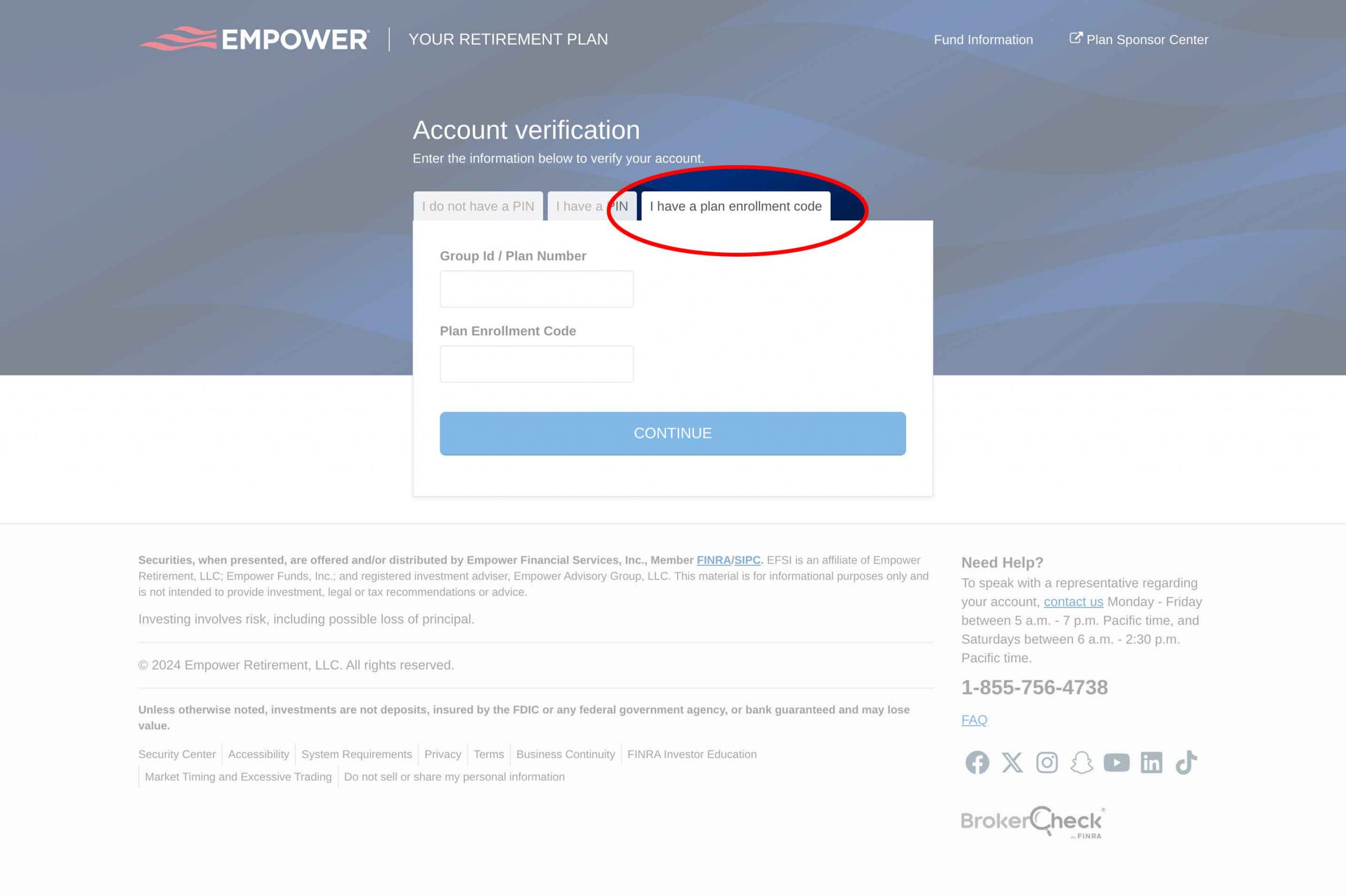 Enroll in the Self-Service option - FBC