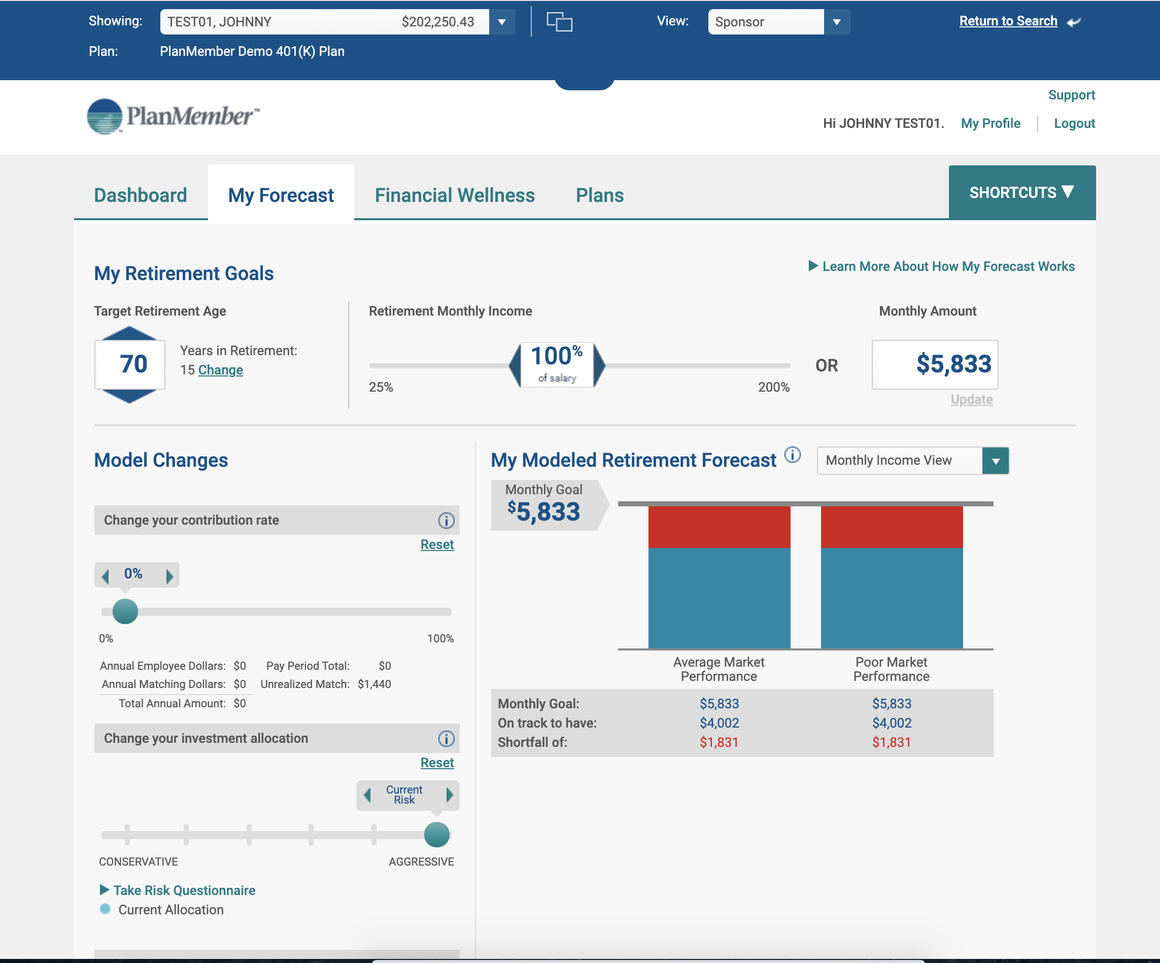 MyForecastShot - PlanMember Retirement Services